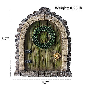 MUAMAX Fairy Garden Door Accessories Miniature Fairy Doors Wall Indoor/Outdoor Mystical Door for Tree Trunk (Brown)