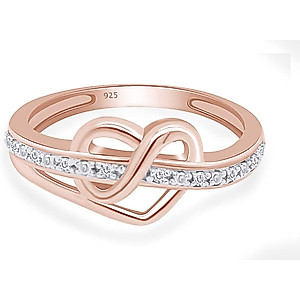 AFFY Sterling Silver Diamond Heart Ring (1/20 cttw, I-J Color, I3 Clarity)