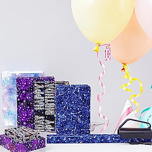 THMORT Galaxy Birthday Wrapping Paper Roll with a Cutter Kit for Boys&Girls,Adults,Kids.17 Inch X 120 Inch Gift Wrapping Paper Galaxy Happy Birthday lettering 4 Rolls.