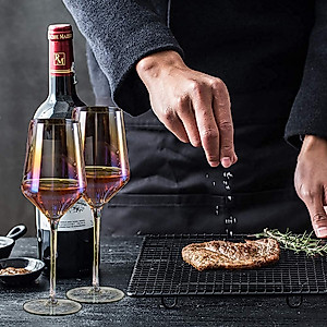 Gutsdoor Wine Glasses Set of 2 Crystal Red Wine Glasses Iridescent White Wine Glasses Long Stem Large 17 Ounce Wine Glass Hand Blown for Wedding, Anniversary, Christmas, Birthday, Gifts