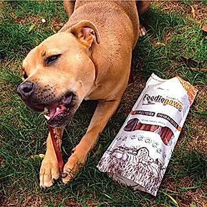 FOODIEPAWS All Natural 6-inch Mega Bully Sticks Odor Free USA Packed for Medium, Large Dogs-100% Free-Range Grass-Fed Beef-Single Ingredient & Rawhide Free-Longer Lasting Dental Dog Chews 15 Pcs