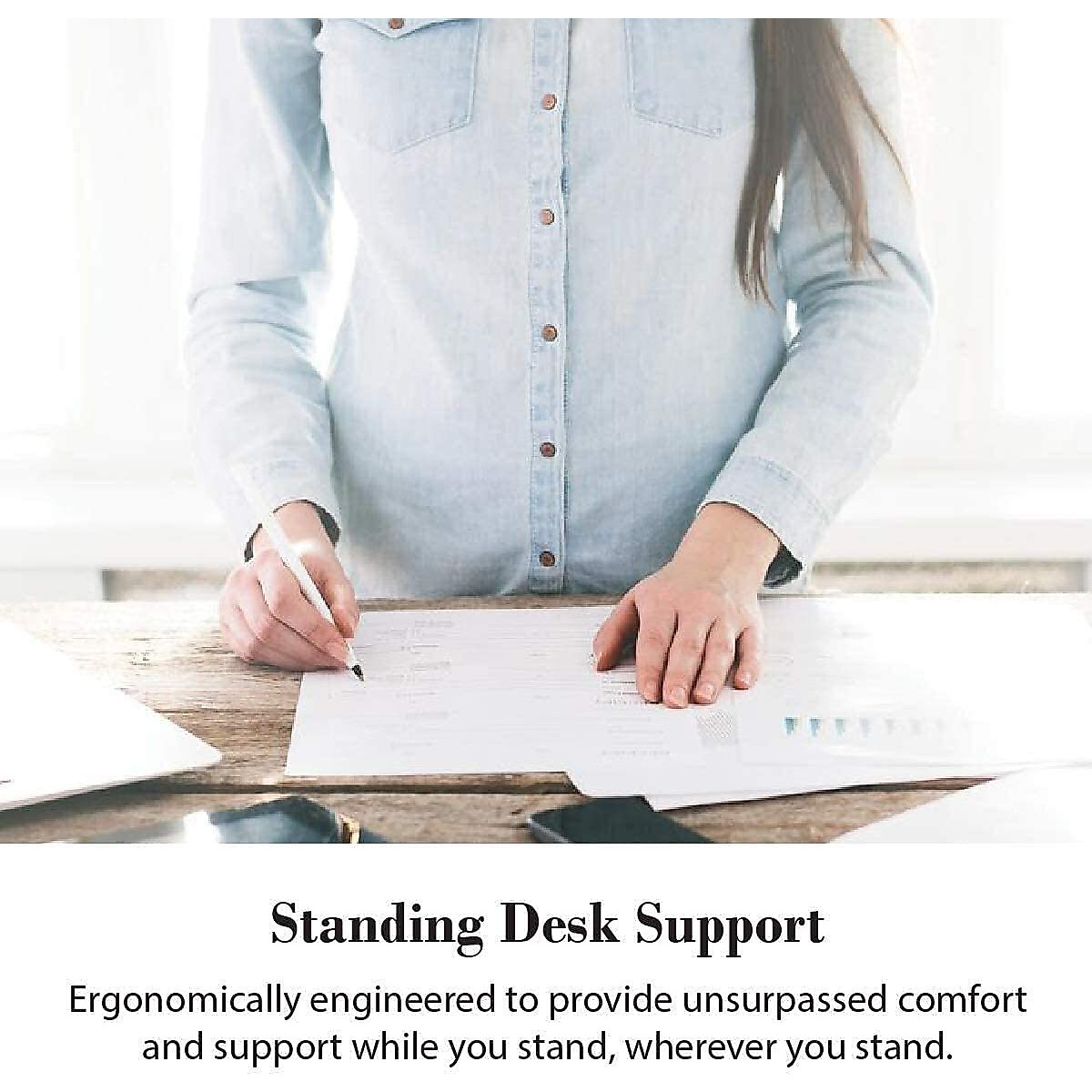 WellnessMats Original Collection Anti-Fatigue Floor Mat, Gray, 60 in. x 48 in. x ¾ in. Polyurethane – Ergonomic Support Pad for Home, Kitchen, Garage, Office Standing Desk – Water Resistant, Non-Slip,