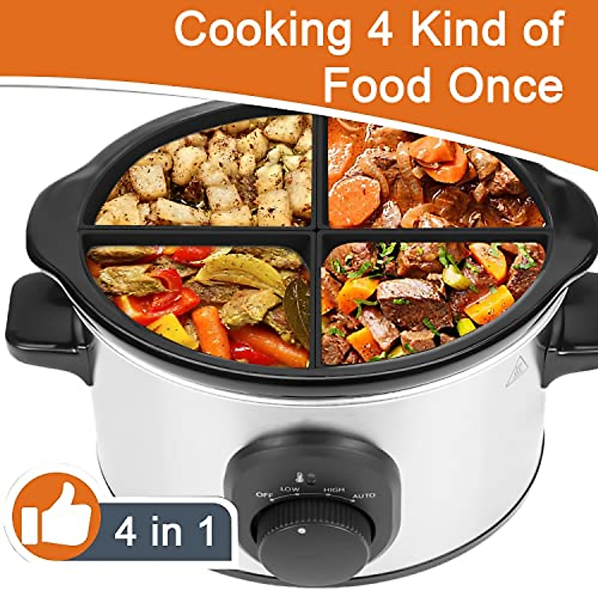 Slow Cooker Divider, Silicone Slow Cooker Liner BPA Free, Dishwasher Safe Fit 6QT (4 Count, Black)