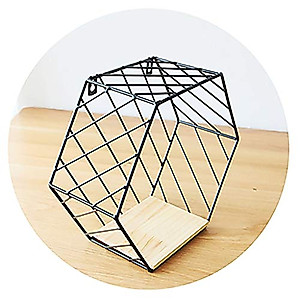 Tyoo Floating Shelf Wall-Mounted Shelf Hexagonal Board Modern Black Bracket Suitable for Home Decoration Living Room Bedroom Study (Size : B)