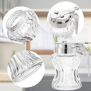 Mezchi 4 Pack Glass Syrup Dispenser, 6.5oz Maple Syrup Dispenser, No Drip Honey Dispenser, Syrup Pour Jar Pour Bottle for Pancake