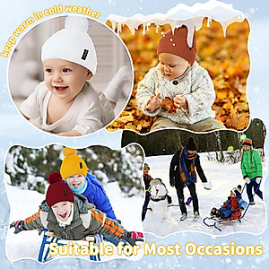 Zando Baby Beanie Baby Winter Hat Toddler Hat Double Layer Kids Knit Cap for Boys Girls Baby Pom Pom Infant Beanie Babies Red 6-36 Months