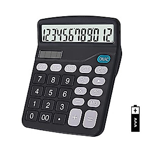 EooCoo Basic Standard Calculator 12 Digit Desktop Calculator with Large LCD Display and Sensitive Button for Office, School, Home & Business Use - Black