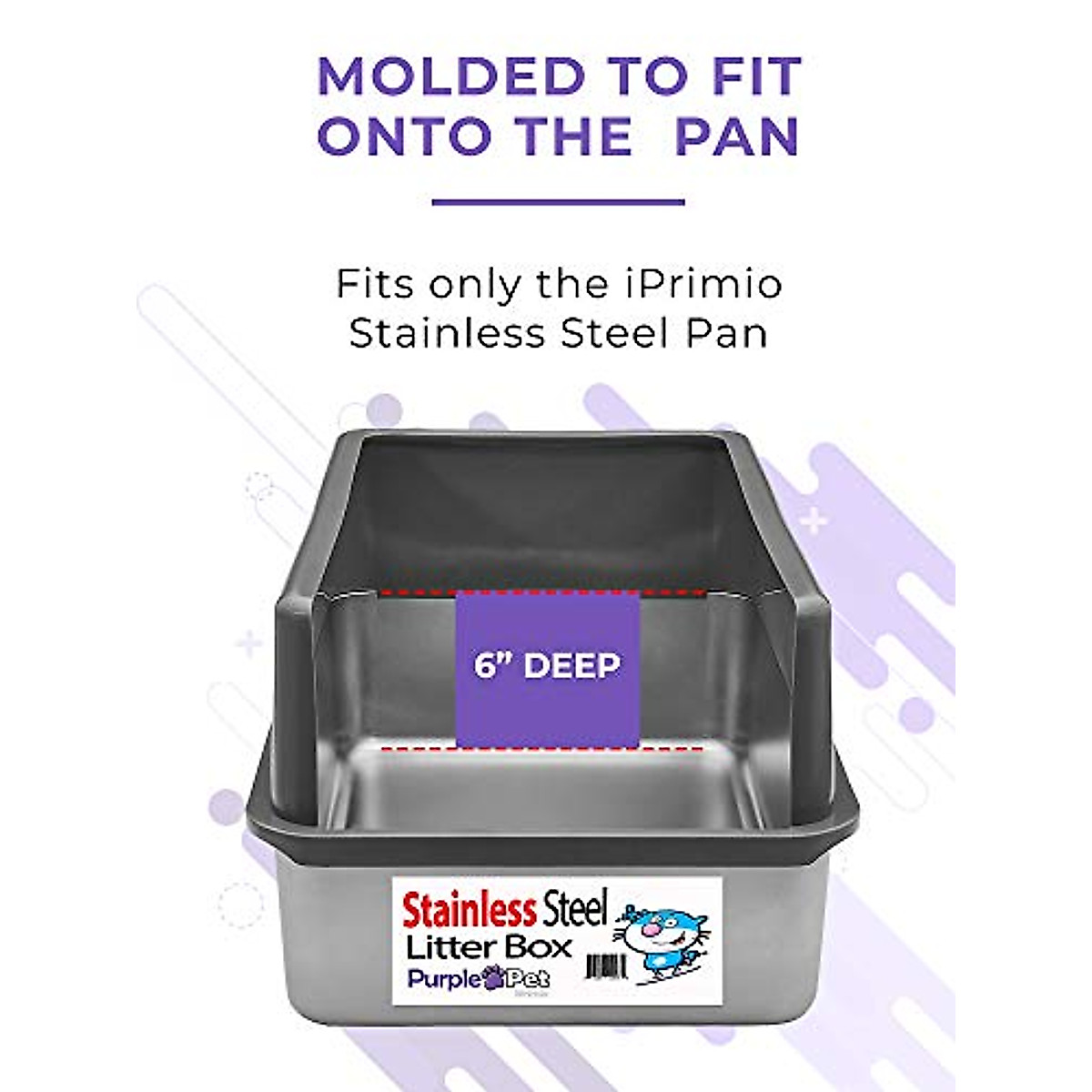 iPrimio Enclosed Sides Stainless Steel Cat XL Litter Box Keep Litter In the Pan - Never Absorbs Odor, Stains, or Rusts - No Residue Build Up - Easy Cleaning Litterbox Designed by Cat Owners - Patented