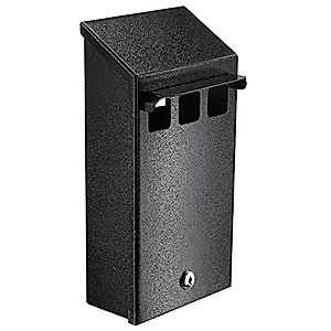 POCHAR Rainproof Wall Mount Disposal Containers - Galvanized Steel Outdoor Receptacles Smoker Disposal - Easy Waste Accommodation - for Outdoor Use (Black)