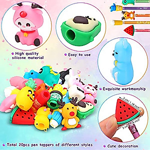 80 Pcs Scented Bookmarks and Scented Pencils with Cute Pencil Toppers Set Fun Pencils Fruit Food Theme Scratch and Sniff Bookmarks Cartoon Pencil Toppers for Kids Students Supplies (Lovely Style)