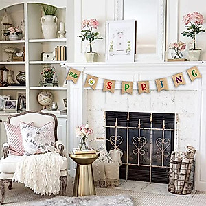 Hello Spring Banner, hogardeck Daisy Rustic Spring Garland Decorations for Home, Indoor Outdoor Mantel Fireplace Hanging Decor Party Supplies