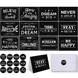 Outus 24 Set Motivational Cards with Envelopes, Inspirational Greeting Note Card, Graduation Cards with Envelopes and Stickers for Teacher Students, Birthday Party Classroom School Supplies