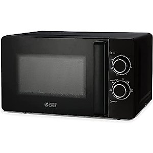 COMMERCIAL CHEF Small Microwave 0.7 Cu. Ft. Countertop Microwave with Mechanical Control, Black Microwave with 6 Power Levels, Outstanding Portable Microwave with Convenient Pull Handle