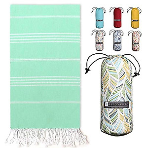 BAY LAUREL Turkish Beach Towel with Travel Bag 39 x 71 Quick Dry Sand Free Lightweight Large Oversized Beach Towel Turkish Towels Light Beach Towel Travel Towels