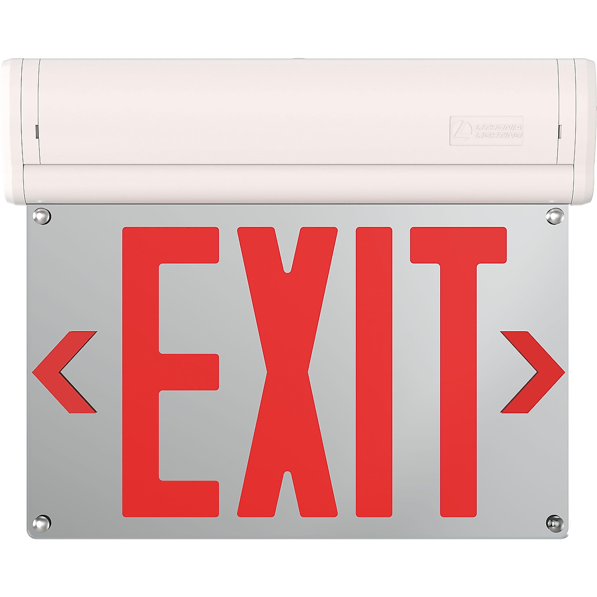 Lithonia Lighting BE W R UM M2 BE Basics Edge-Lit Exit Sign, White with Red Letters, Universal Mount