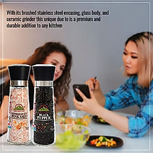 Himalayan Chef Himalayan Pink Salt & Black Pepper Grinder-Set of 2