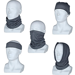 Geyoga Summer Face Mask for Men Neck Gaiters Scarf Face Covering Balaclava Fishing Cycling Running Masks Windproof Bandana (Black, Grey, Royal Blue, Green, Navy, White, 6 Pieces)