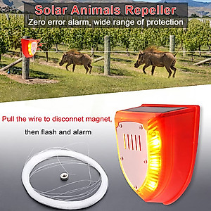 Burglar/Anti-Intrusion Trip Alarm, Solar Outdoor Indoor Sound and Light Siren, 129dB DIY Home/Camping/Portable Security Alarm for Deter intruders, Security Arming,etc. 328 Ft Pull Wire Magnetic Switch
