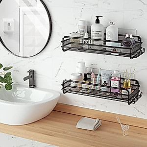 RelaxScene Shower Caddy Shelf - Self Adhesive 3-Pack Bathroom Shower Organizer Suction Storage with Soap Holder Shower Shampoo Holder Shelves Rack for Inside Shower Black