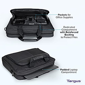 Targus Classic Slim Business Professional Travel and Commuter Bag for 16-Inch Laptop, Black (TCT027US)