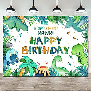 Ticuenicoa 7×5ft Dinosaur Backdrop Cartoon Watercolor Dinosaur Photo Backdrops for Boys Birthday Photography 3D Jungle Background Decorations for Boy Kids Party Baby Shower Pictures Banner