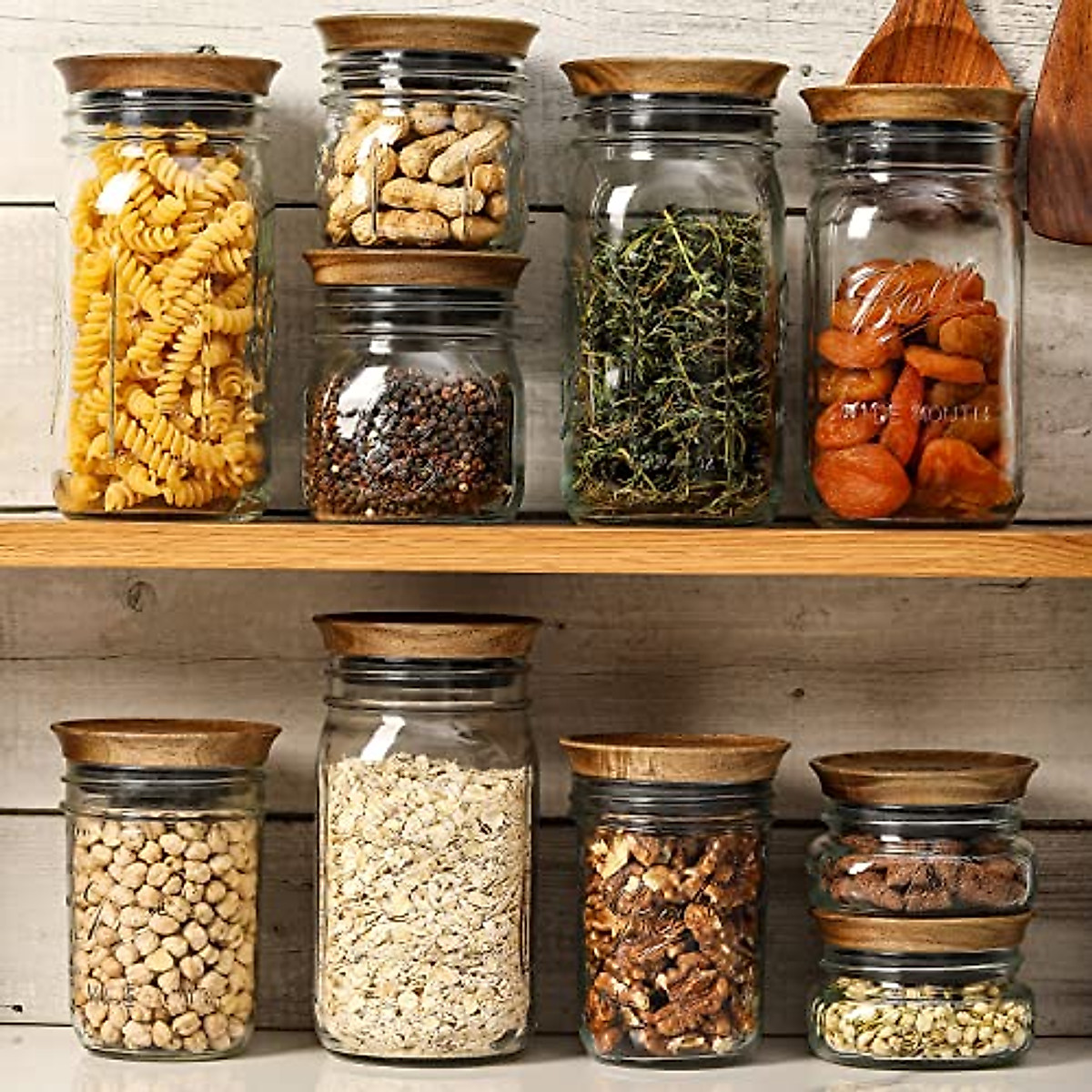 8 Pack Wide Mouth Wooden Storage Lids for Ball,Kerr Jars,Food Grade Material,100% Fit & Airtight for Wide Mouth Jars