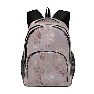 OREZI Fashion Backpack for Women Girl Rose Gold Leopard Schoolbag Backpack Bookbags Travel Bag Casual Daypack Rucksack for Student Teenagers kid's