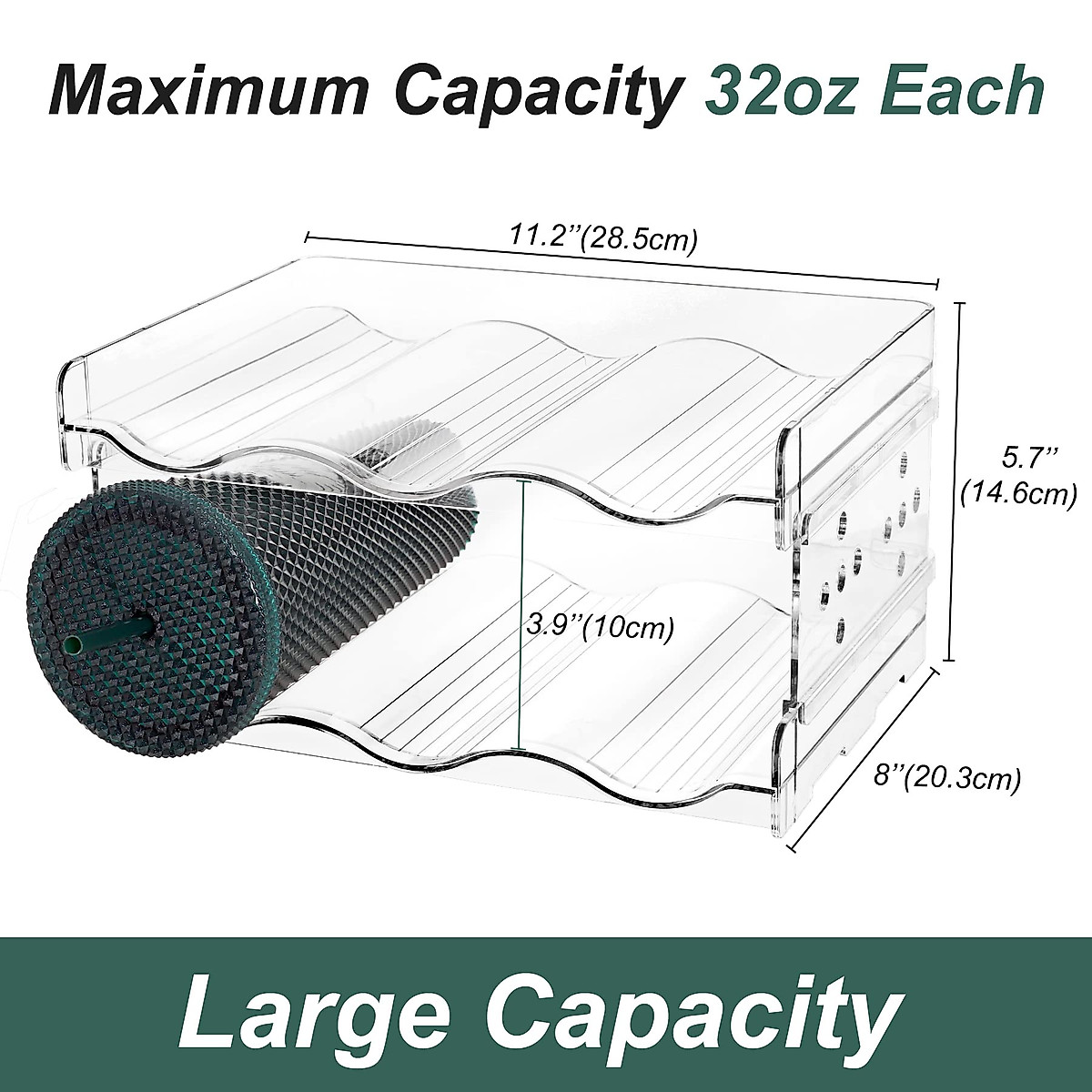 TIPGO Water Bottle Organizer for Cabinet - 2 Pack Cup Organizer for Kitchen Cabinets, Water Bottle Storage Rack, Tumbler Organizer for Kitchen Cabinets, Starbucks Cup Organizer