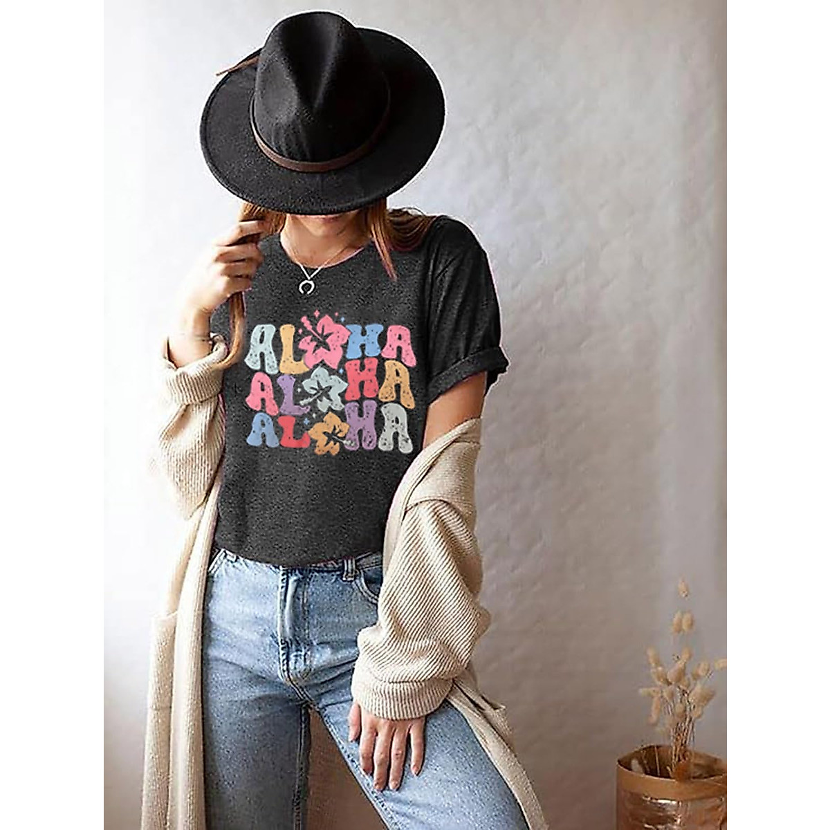 Hawaiian Shirt Women Hawaii Family Vacation Shirt Hawaii Trip Tee Girls Summer Hawaii Vacation T-Shirt(Grey,M)