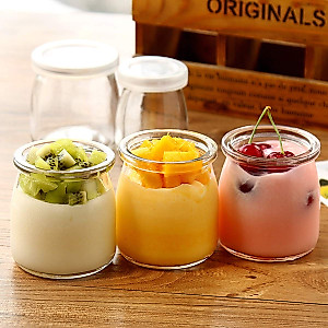 KAMOTA Glass Jars, 40 PACK 6 oz Clear Yogurt Jars With PE Lids, Glass Pudding Jars Yogurt Jars Ideal for Jam, Honey, Wedding Favors, Shower Favors(200ml)