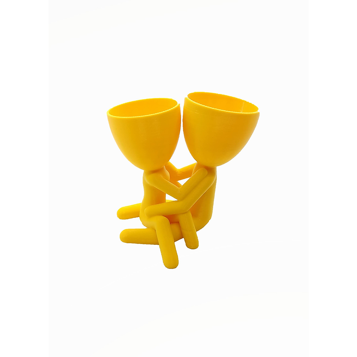 DUHALINE Valentine Humanoid Flower Pot, 3D Printing Head Planter Pot, Decorative PLA Succulent Planter, Mini Flower Pot with Shape of A Human Face, Human Shaped Mini Cactus Pot (D:2.17”) (Yellow)