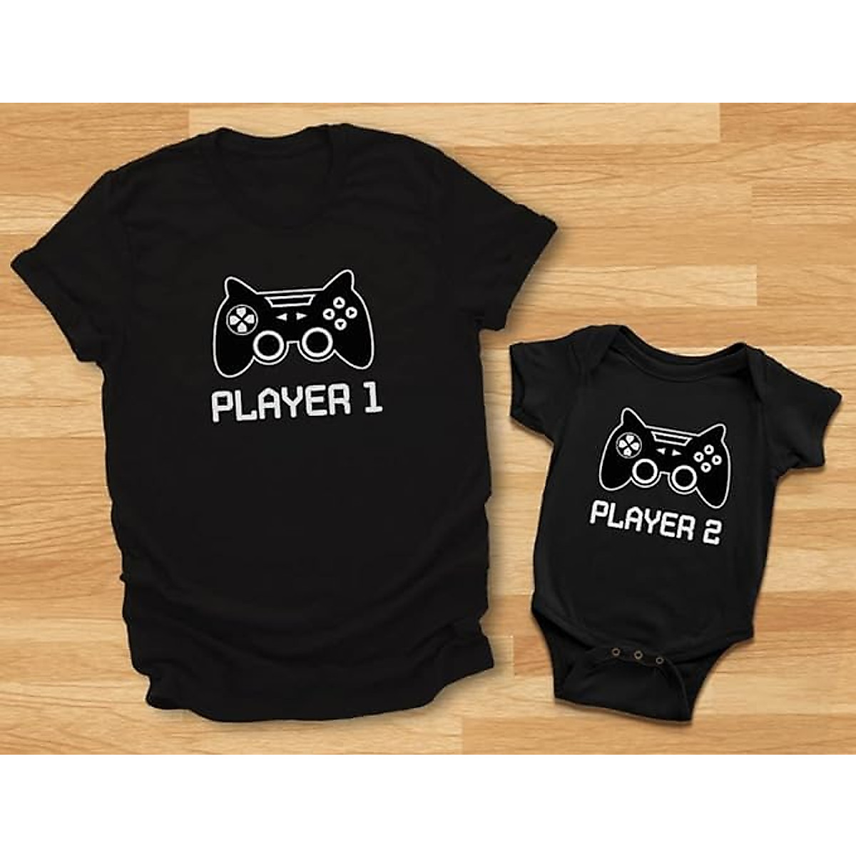 Tstars Gamer Dad and Baby Matching Outfits Gifts for New Dads Player 1 & Player 2 Funny Fathers Day Daddy and Me Outfits Dad Black Large/Baby Black Newborn (0-3M)
