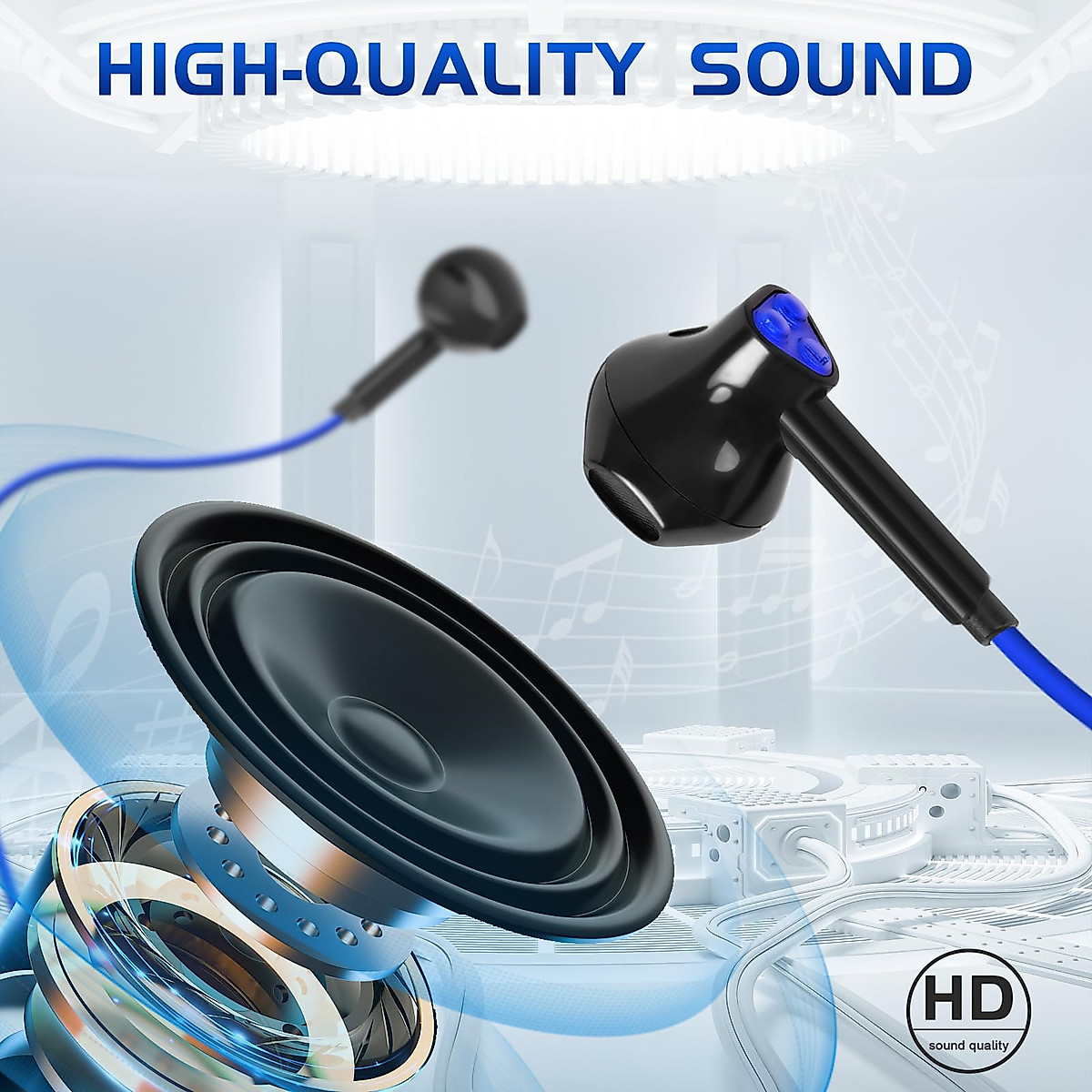 HUHD Wireless Gaming Headset Headphones for Switch PS5 PS4 PC Computer with Microphone, Bluetooth Gaming Earbuds 2.4GHz, Stereo Sound Behind-Neck in-Ear Wireless Game Headphones