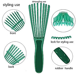 Detangling Hair Brush for Kinky Afro Textured 3a to 4c Hair, Curly Hair, Wet or Dry Detangler Brush for Think Hair + Detangling Comb & Edge Control Brush (Green)