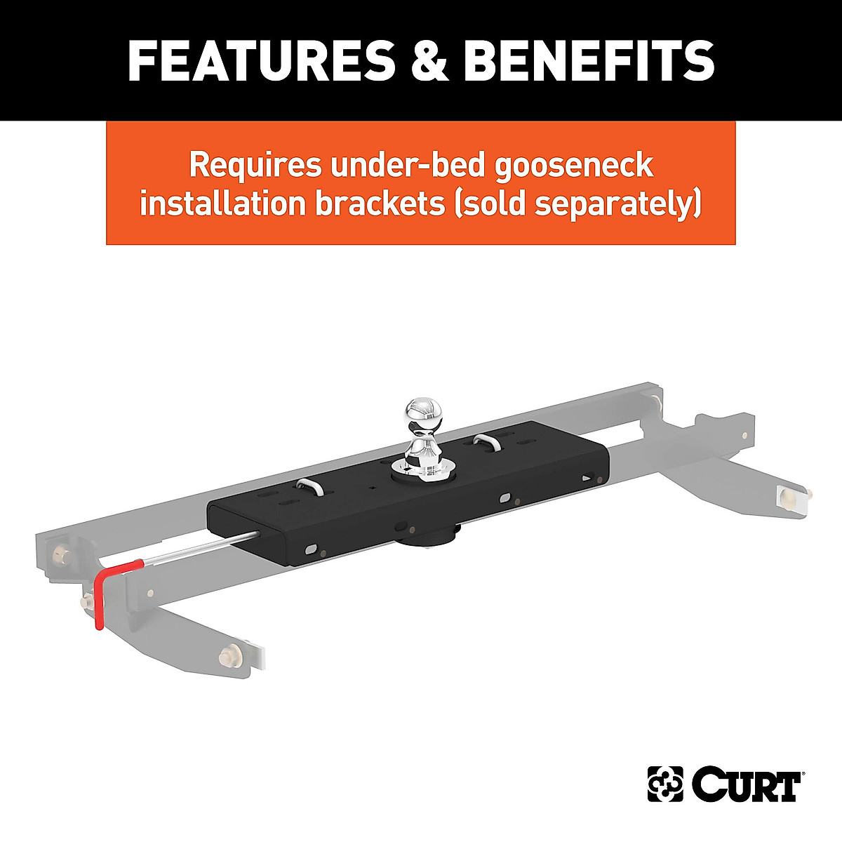 CURT 60607 Double Lock Gooseneck Hitch with 2-5/16-Inch Flip-and-Store Ball, 30,000 lbs