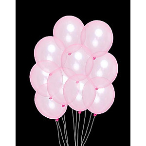 AnnoDeel 100pcs Crystal Pastel Clear Balloon, 12 inch Thick Transparent Party Latex Balloon for Wedding Birthday Baby Shower Party Decoration (Pink)
