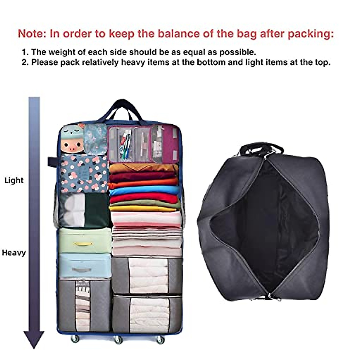 ELDA Expandable Foldable Suitcase Collapsible Luggage with Universal Spinner Wheels Rolling Duffle Bags for Travel Large Capacity Lightweight Suitcases for Men Women