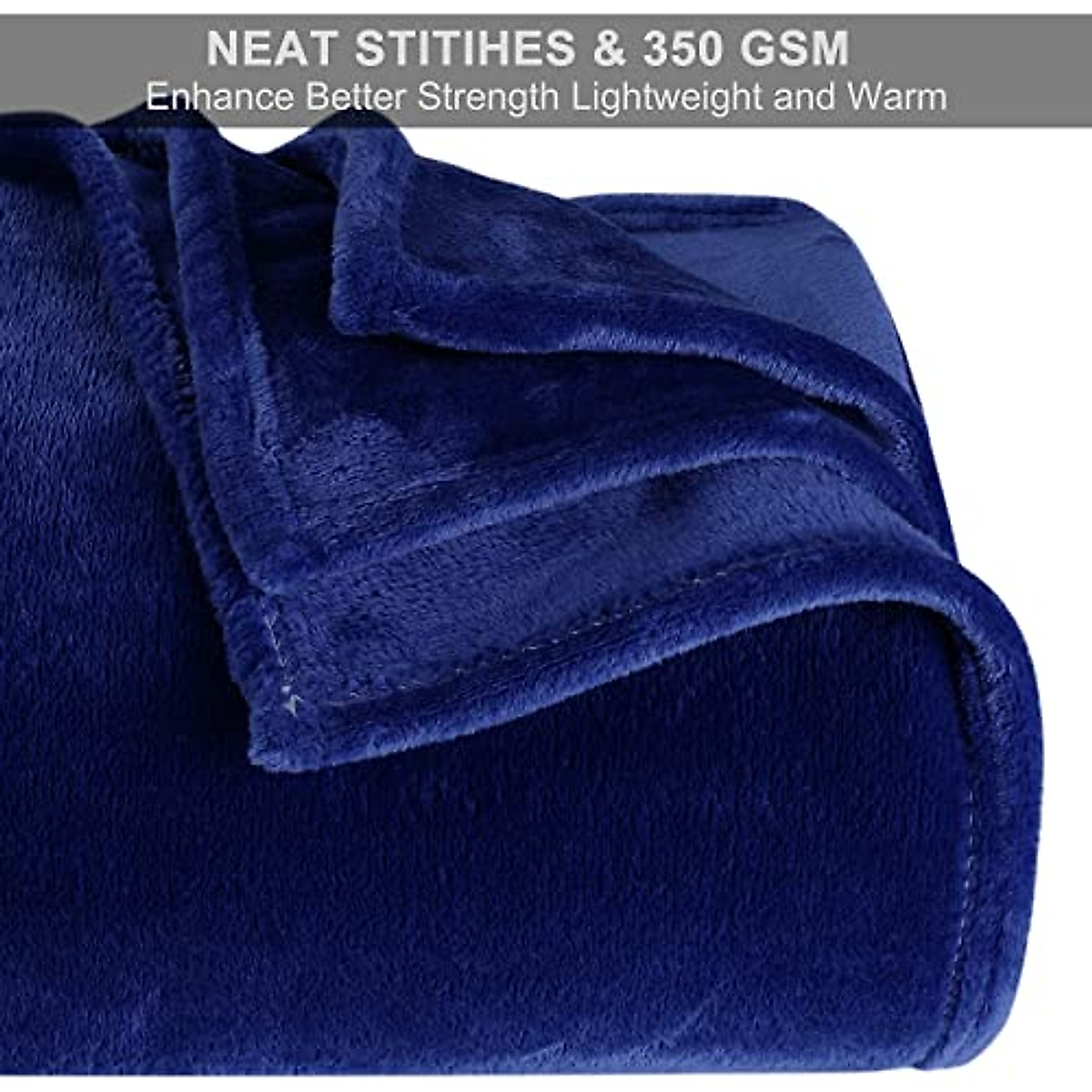 Throw Blankets Queen Size, Super Soft 350GSM Thick Fuzzy Warm Blanket for Bed and Sofa, Dark Blue, 60x80 inches