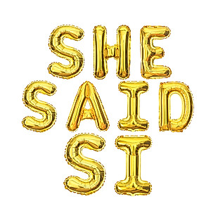 She Said Si Balloons Banner Fiesta Bachelorette Party Decorations Gold for Mexican Fiesta Engagement Wedding Bridal Shower Proposal Party Supplies