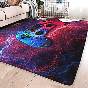 LUCKYLEI Teen Boys Carpets Printed Gamepad Living Room Mat Gamer Bedroom Area Rugs Controller Player Home Decor Non-Slip Crystal Sofa Floor Polyester Mat 19.7x31.5inch