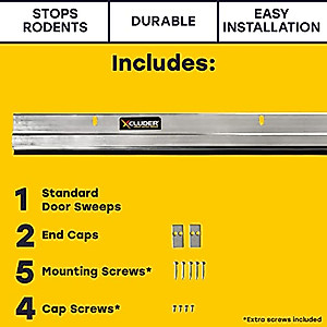 Xcluder 36 in. Standard Door Sweep, Aluminum, Seals Out Rodents & Pests, Enhanced Weather Sealing, Easy to Install; Rodent Protection; Rodent Proof Door Sweep
