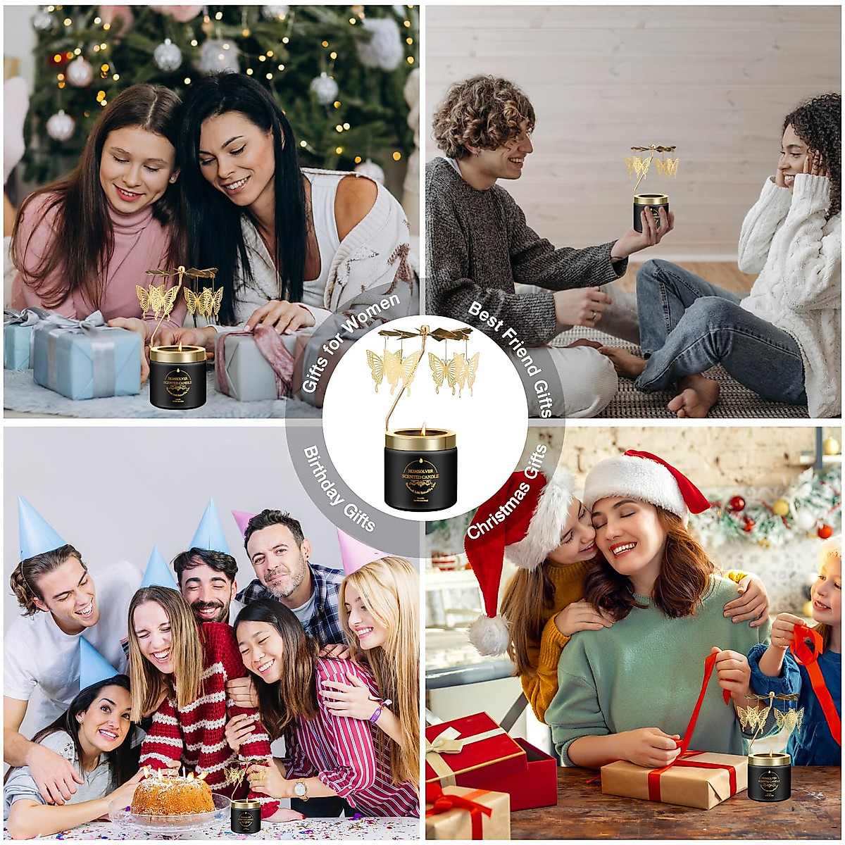 Birthday Gifts for Women, Butterfly Candle Gifts for Women, Best Friend Birthday Gifts for Women, Funny Birthday Gifts for Women, Unique Butterfly Rotatable Scented Candles Birthday Gifts for Women