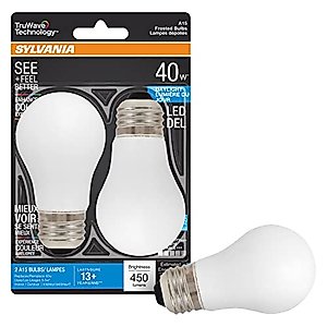 SYLVANIA LED TruWave Natural Series Ceiling Fan / Fixture Light Bulb, 40W A15 Daylight, Dimmable, Frosted - 2 Pack