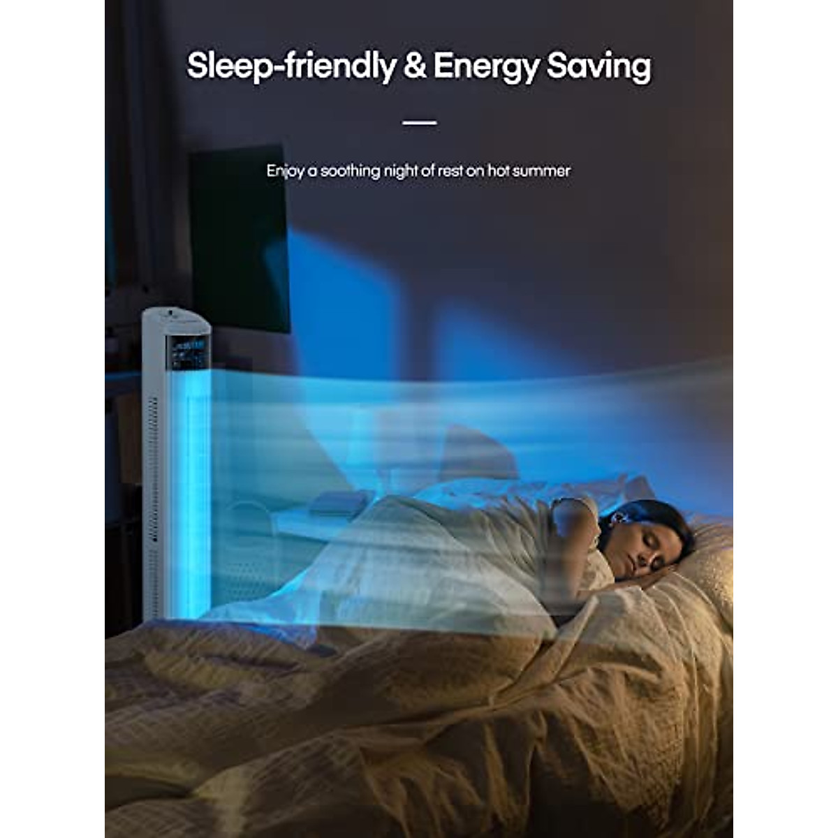 Tower Fan, 36 Inch Oscillating Fans with Remote, Sleep Mode and 12H Timer, Large LED Display, 6 Modes, Portable Stand up Floor Bladeless Fan for Bedroom Living Rooms and Office, White