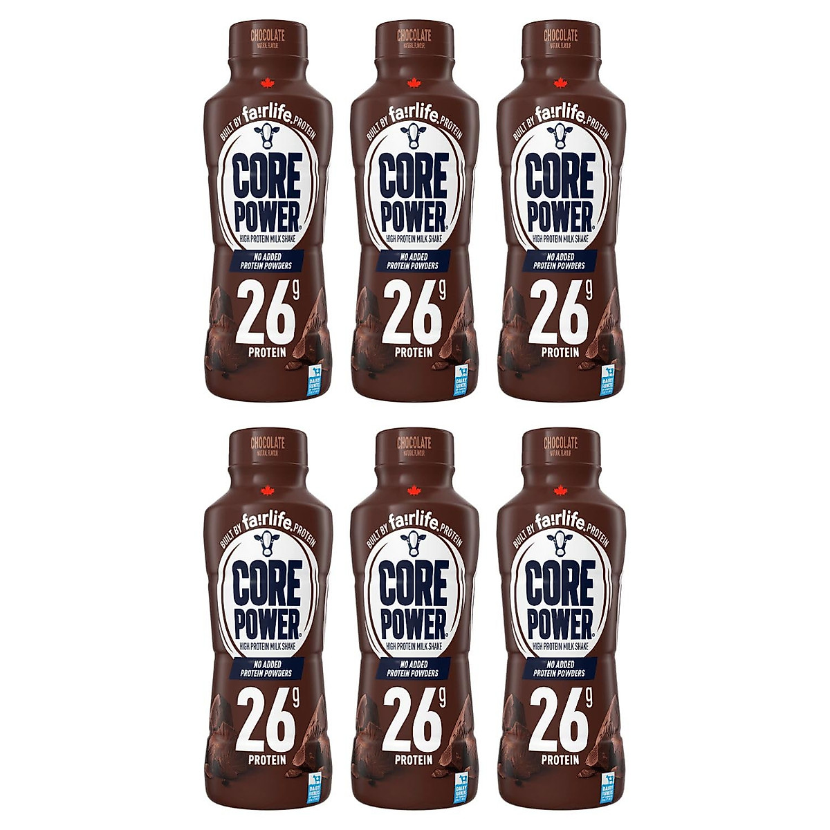 Fairlife Core Power 26g Protein Milk Shakes, Chocolate, Made with Canadian Milk, 414mL/14 fl. oz. (Pack of 6) Shipped from Canada