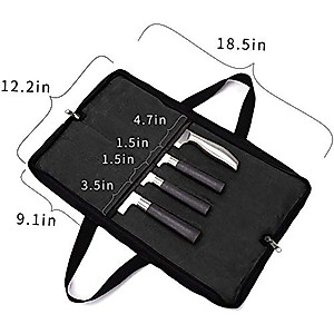 QEES Knife Roll,Knife Bag,Knife Case 4 Slots For Home Kitchen Knife Tools,Chef Knife Bag with Handle.Durable Knife Bags For Chefs Men Women Culinary Camping Working Traveling.Chef Knife Roll