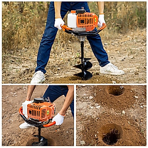 52cc Post Earth Auger Hole Digger Posthole Fence Borer Petrol Drill 8 Post Hole Digger Gas Powered Fence Ground Drill+4"/6"/8" Bit