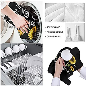 ARTtikke Kitchen Towels You are My Sunshine Black Kitchen Dish Cloths Ultra Soft Absorbent Quick Drying Dish Towels Kitchen Hand Towels Tea Towels with Hanging Loop,2 Pack