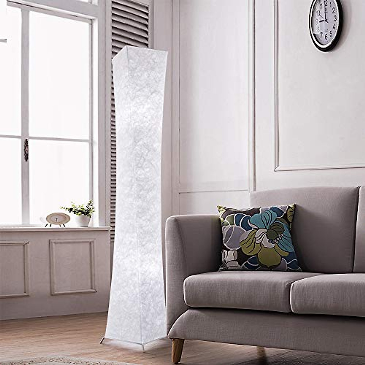 LEONC Design 65'' Creative LED Floor Lamp, Softlighting Minimalist Modern Contemporary with Fabric Shade & 2 Bulbs Floor Lamps for Living Room Bedroom Warm Atmosphere(Tyvek Dupont 10 x 10 x 65 inch)