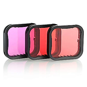 SOONSUN 3 Pack Dive Filter for GoPro Hero 5 6 7 Black Super Suit Dive Housing - Red,Light Red and Magenta Filter - Enhances Colors for Various Underwater Video and Photography Conditions